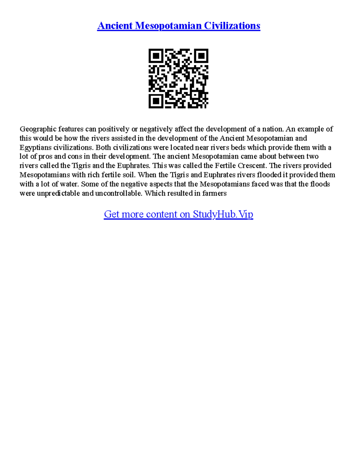 Mesopotamia Essay - Ancient Mesopotamian Civilizations Geographic ...