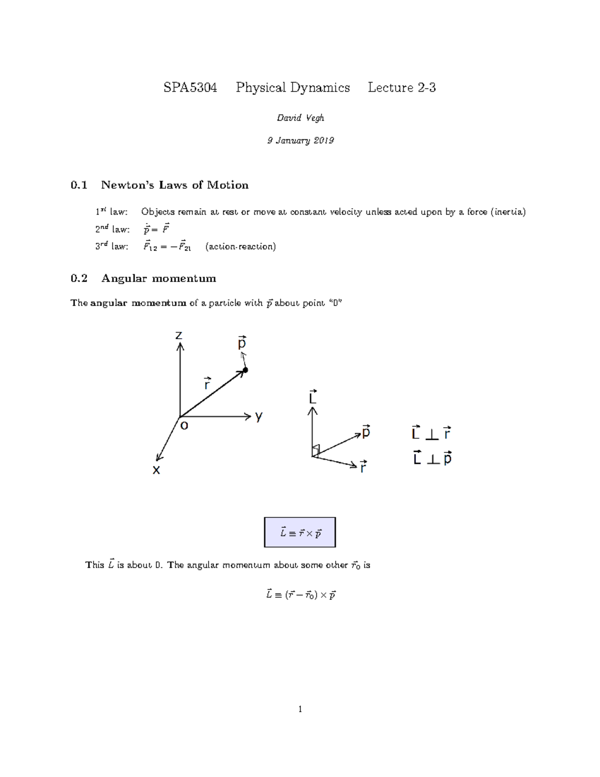 PHD-lecture 02-03 - PhD Physical Dynamics - Lecture 2-3 (QMUL ...