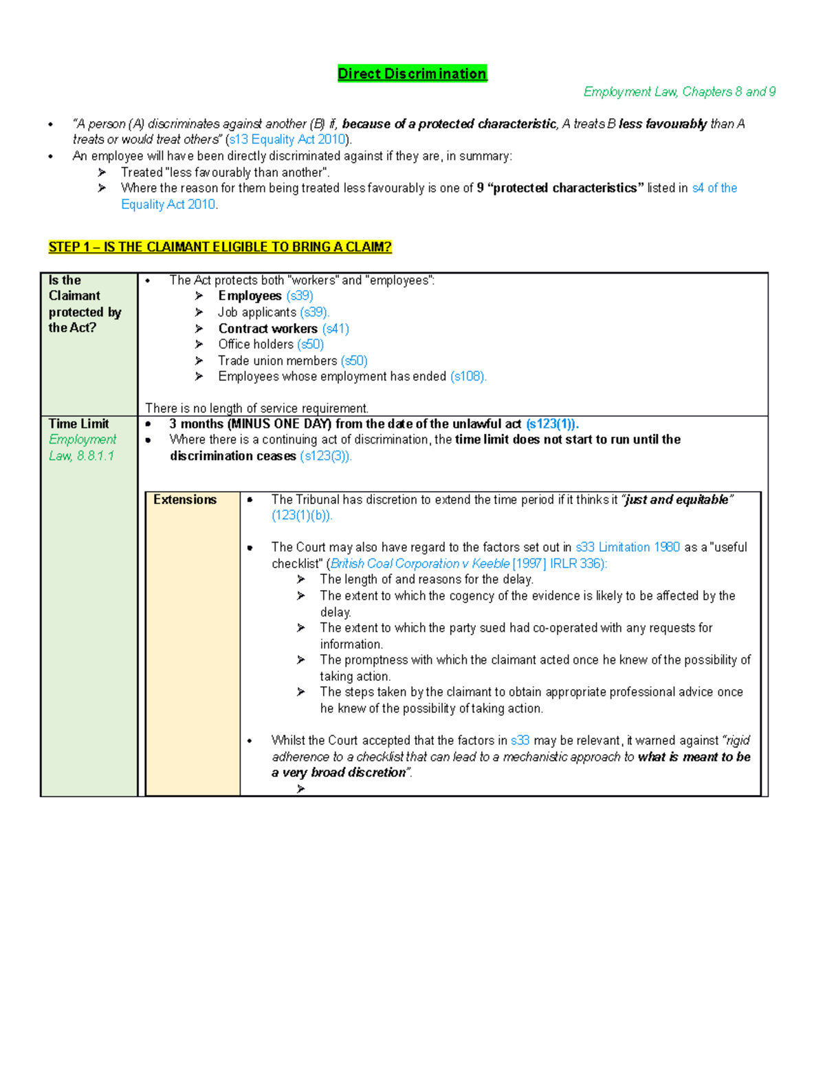direct discrimination - Direct Discrimination Employment Law, Chapters ...