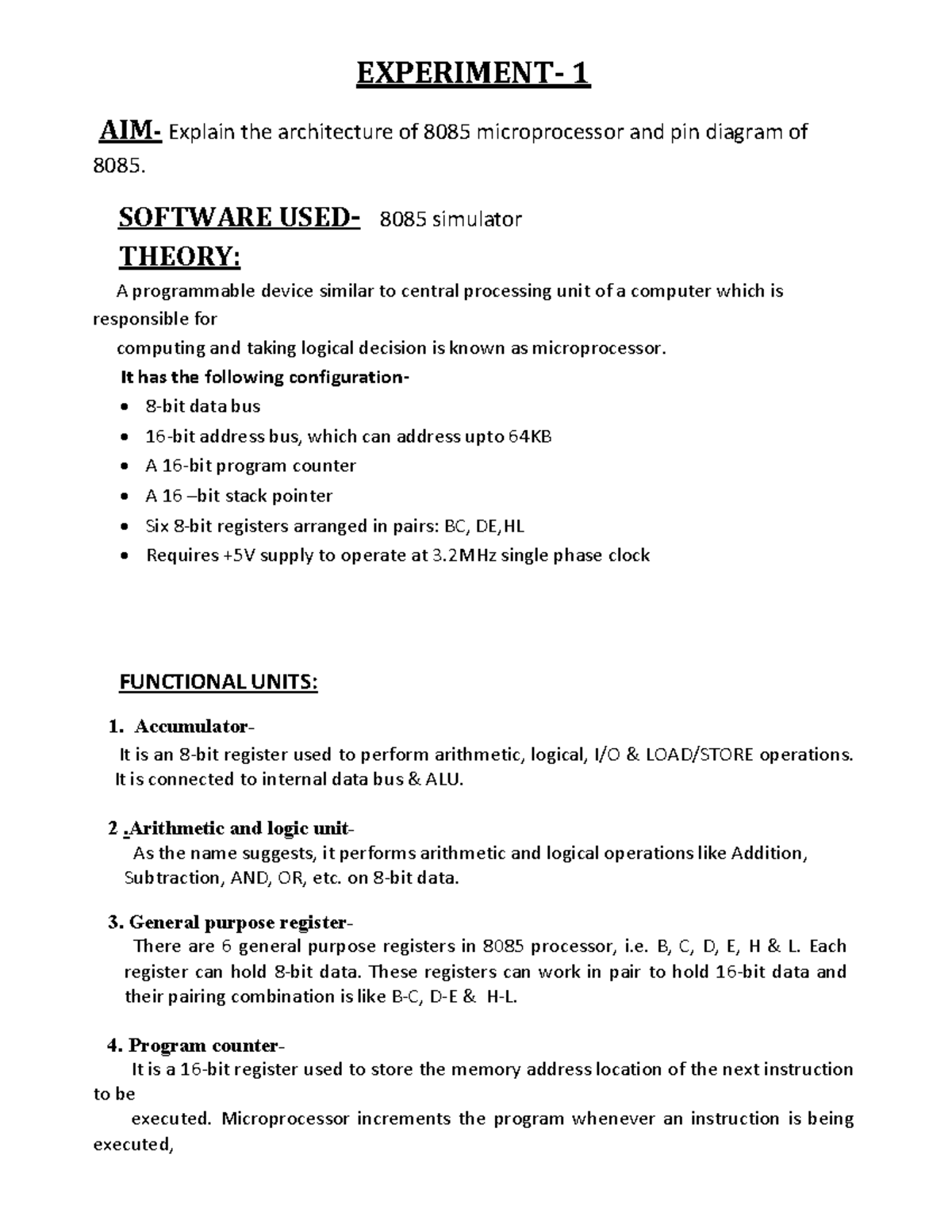 microprocessers and microcontrollers 8085 programs on 8085 simulator ...