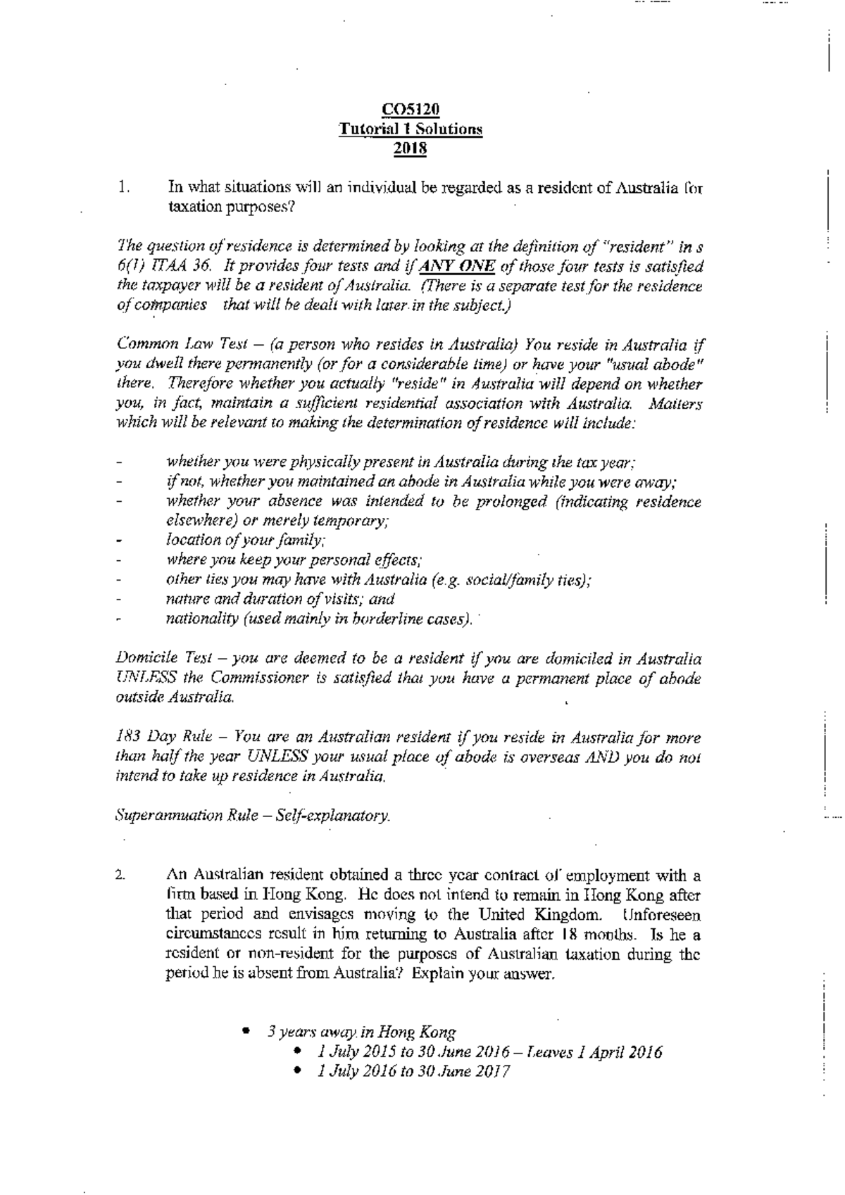 Tutorial question 3112 - C05120 Tutorial 1 Solutions 2018 1. In What ...