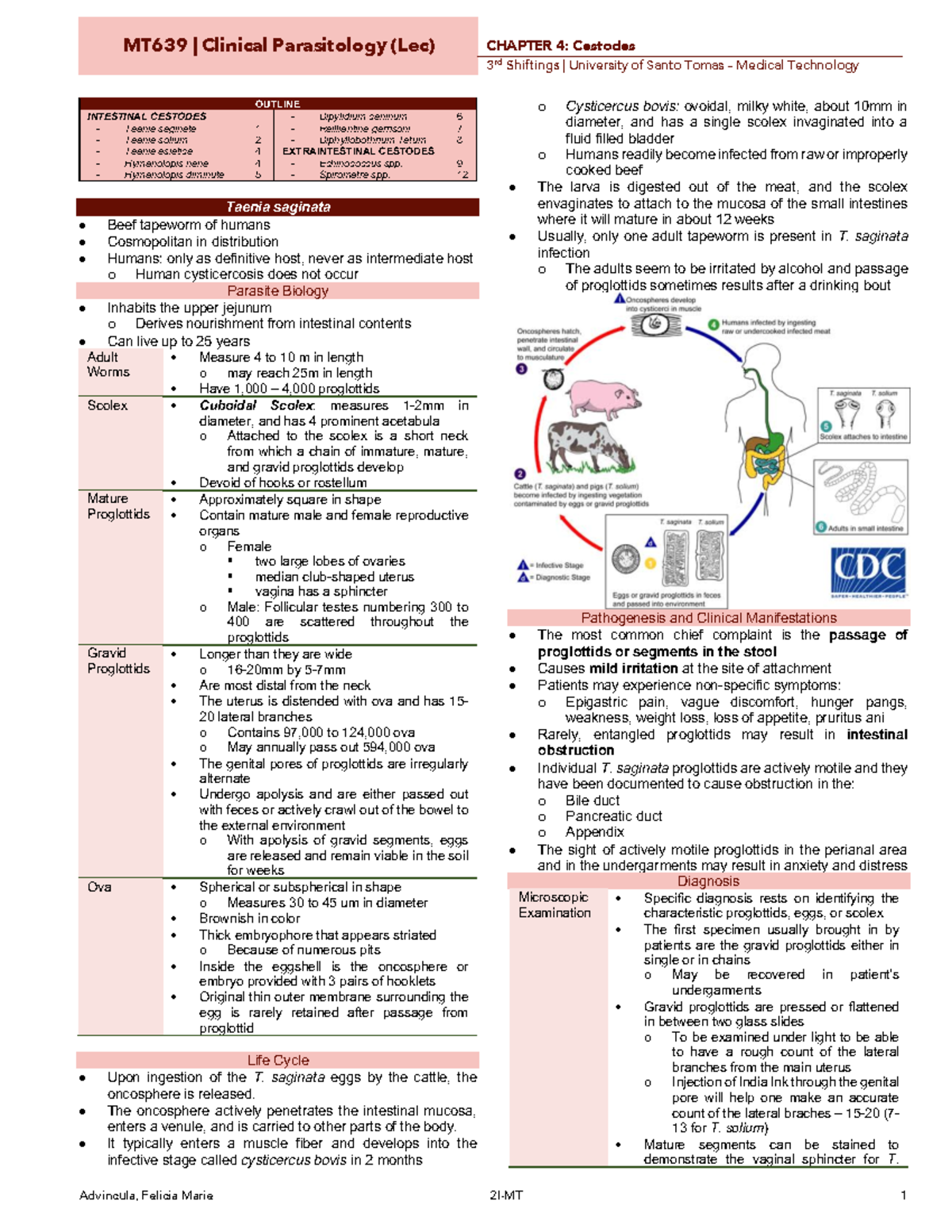 PARA 4 Cestodes-1-3 - Parasitology notes for Medical Technology ...