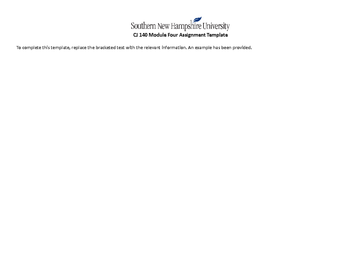 CJ 140 Module Four Assignment Template - An example has been provided ...