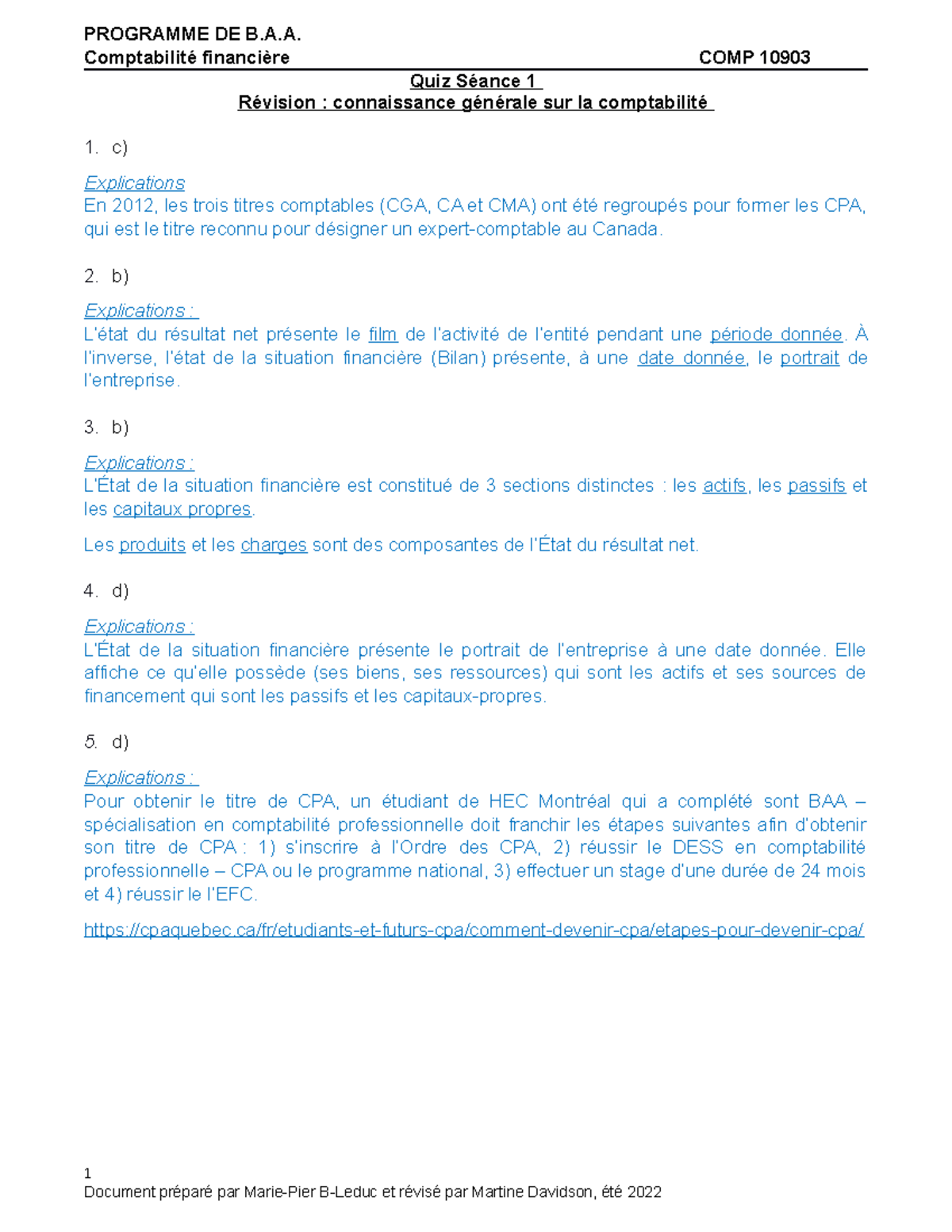 10903 S01 Questions de révision Solution - PROGRAMME DE B.A ... 10903 S01 Questions de révision Solution - PROGRAMME DE B.A ...