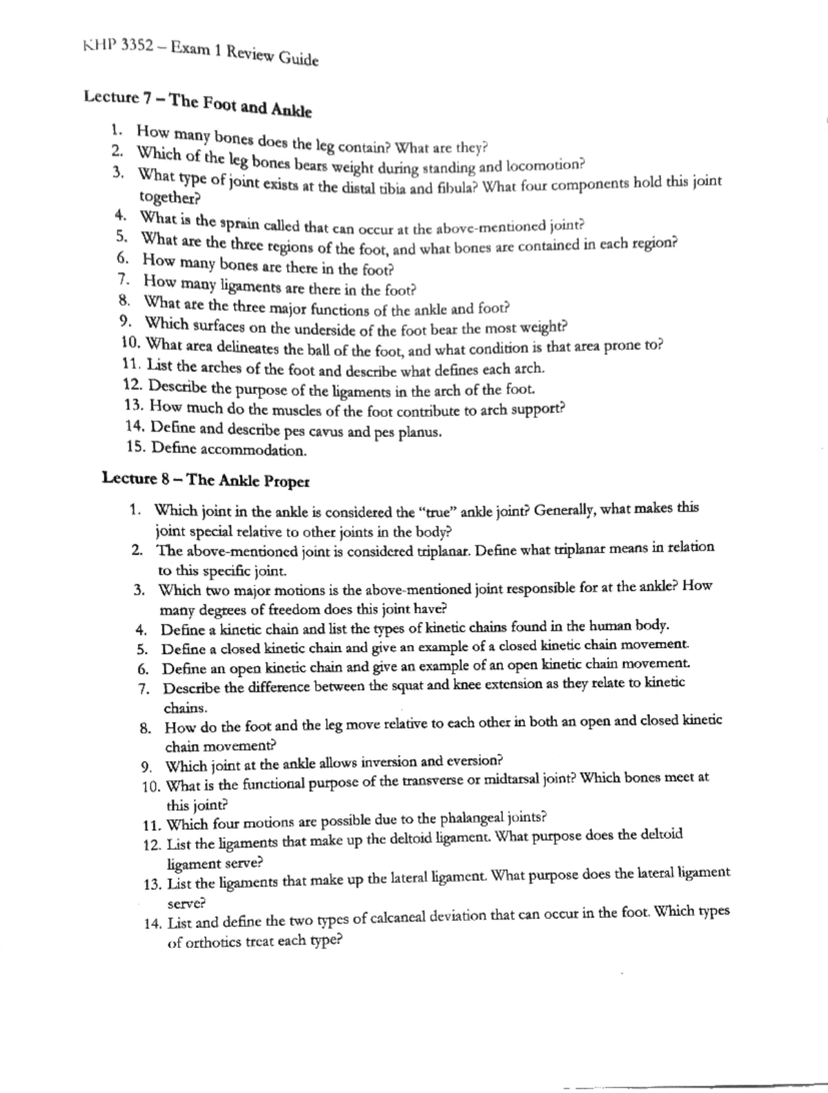 Lecture 7 and 8 Guide Questions - KHP 3352 - Studocu