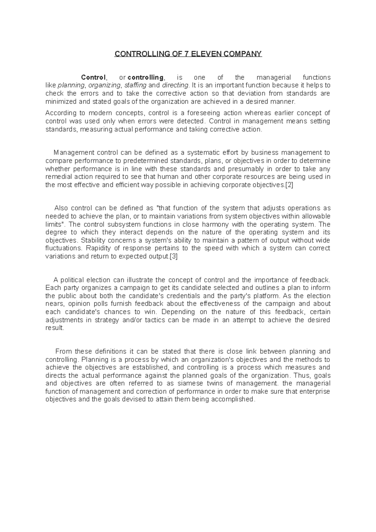 Controlling OF 7 Eleven Company - CONTROLLING OF 7 ELEVEN COMPANY ...