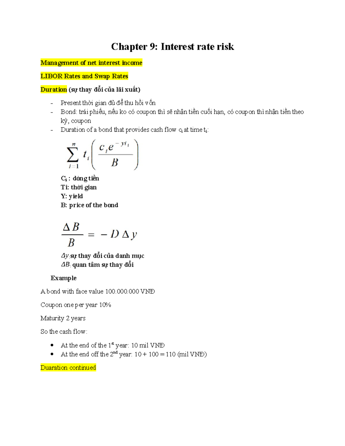 Chapter 9 toán rủi ro - bài note - Chapter 9: Interest rate risk Management of net interest ...