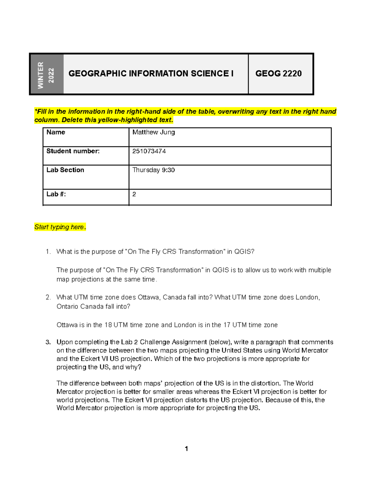 GEOG2220 Winter 2022 Lab Question Answer Sheet Template - GEOGRAPHIC ...