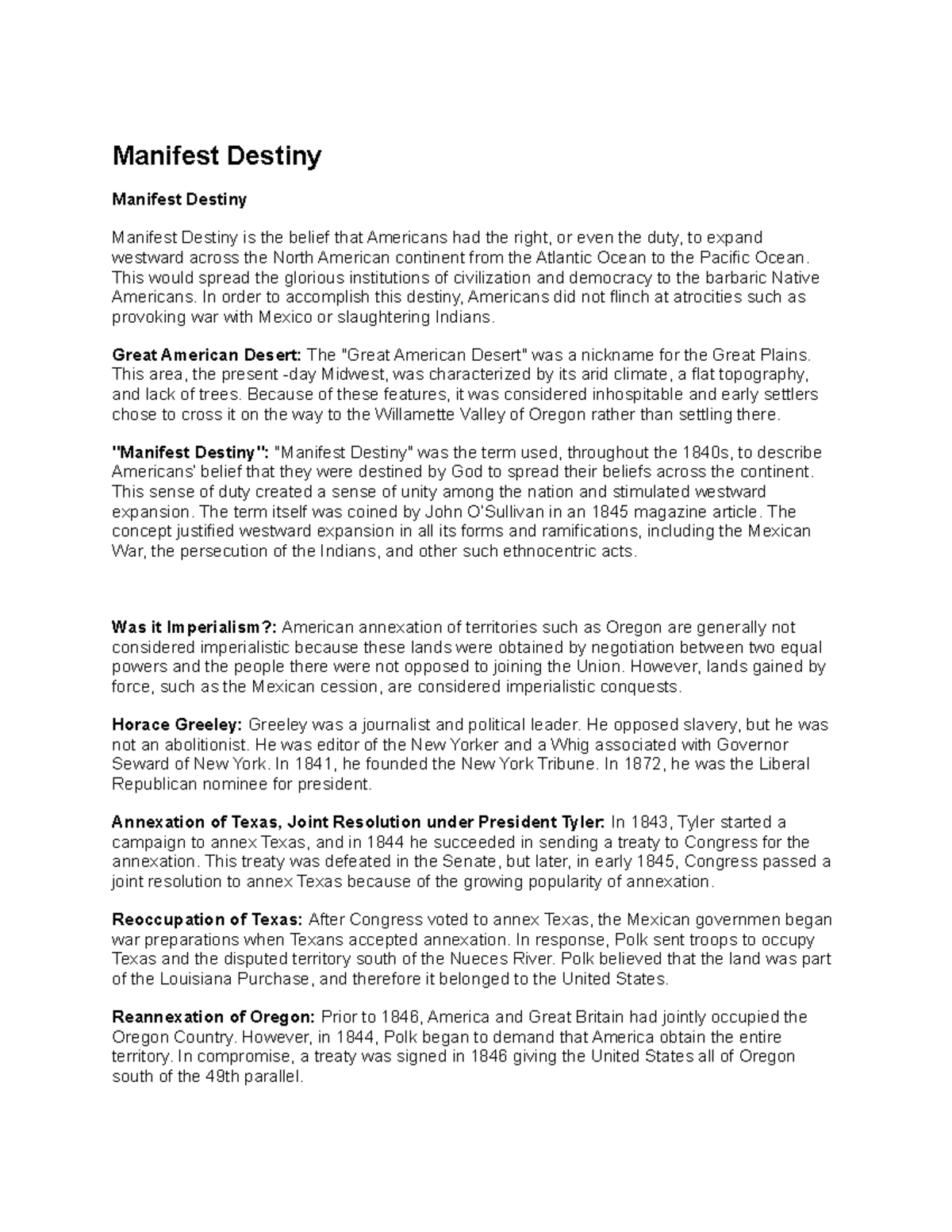 Civil War notes pt 2 - Manifest Destiny Manifest Destiny Manifest ...