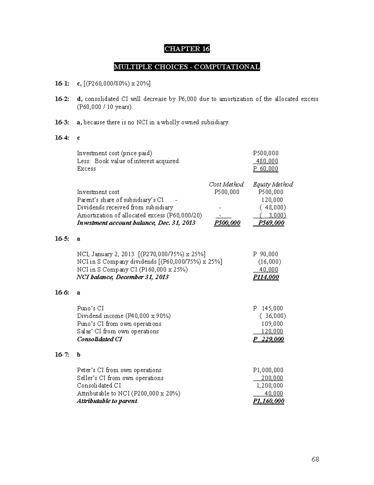 Chapter-16 - Advanced Accounting- Subsequent to date of Acquisition ...