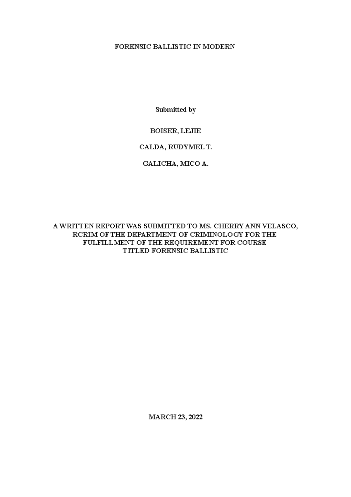 Forensic IN Modern - REFERENCES - FORENSIC BALLISTIC IN MODERN ...