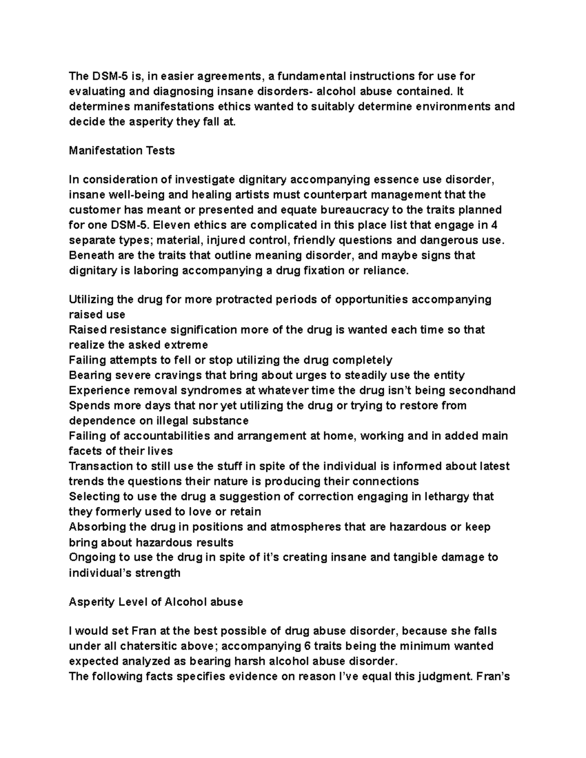 CJHS325 - Unit 16 Project for CJHS-325; Drug Use And Abuse - The DSM-5 ...