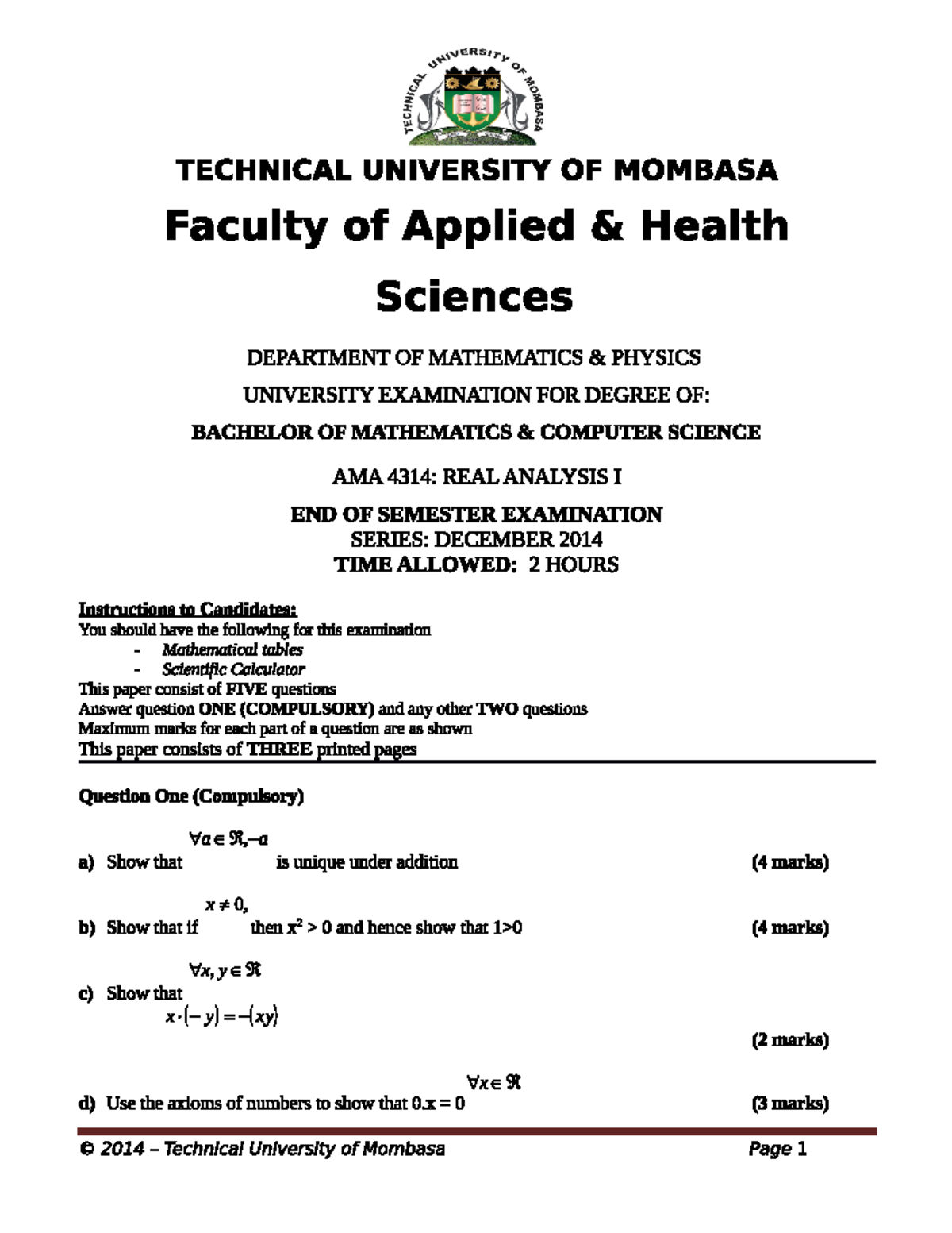 Real analysis - Shortened notes and test for all students to benefit ...
