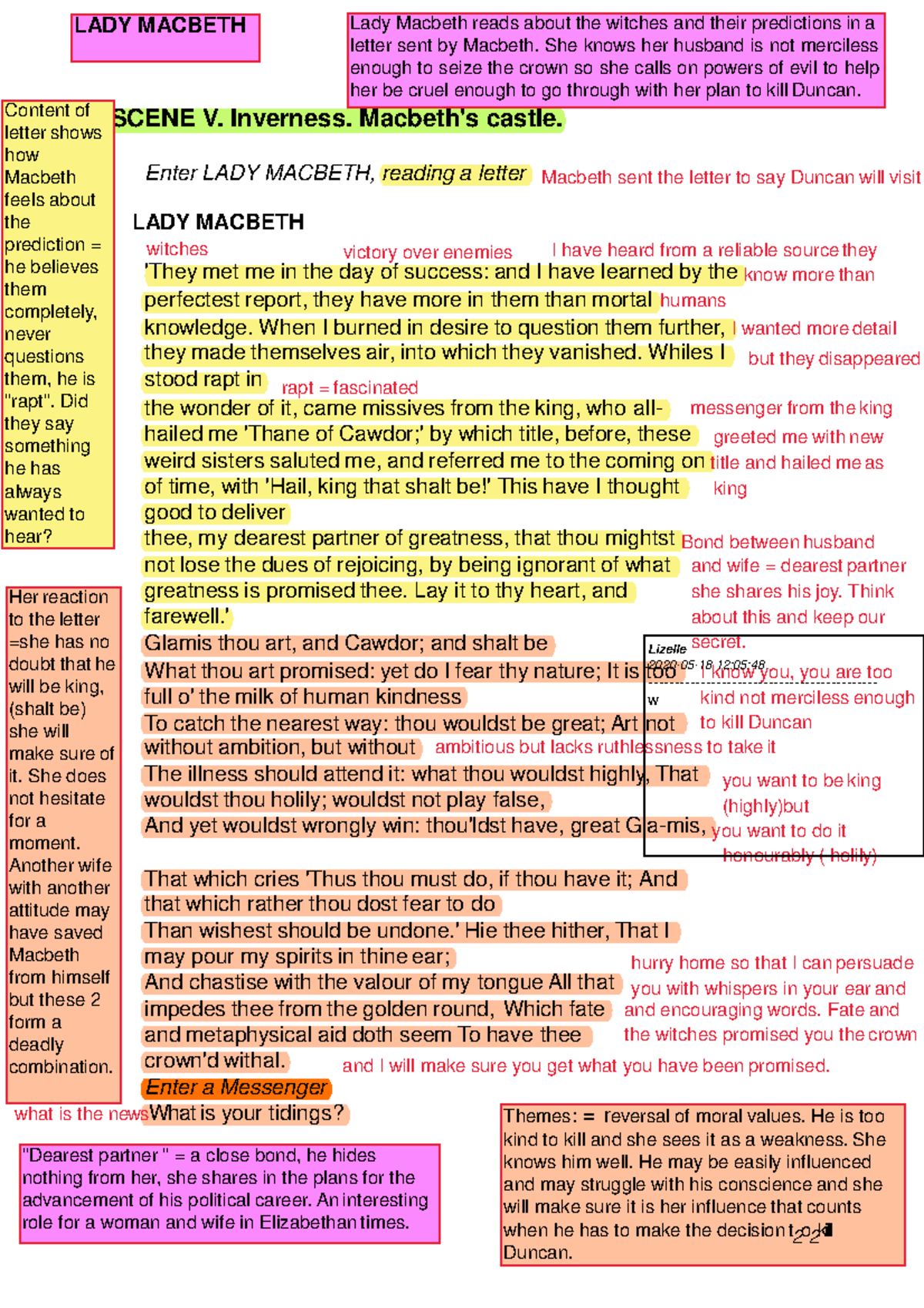 5) Act 1 scene 5 - Macbeth - SCENE V. Inverness. Macbeth's castle ...