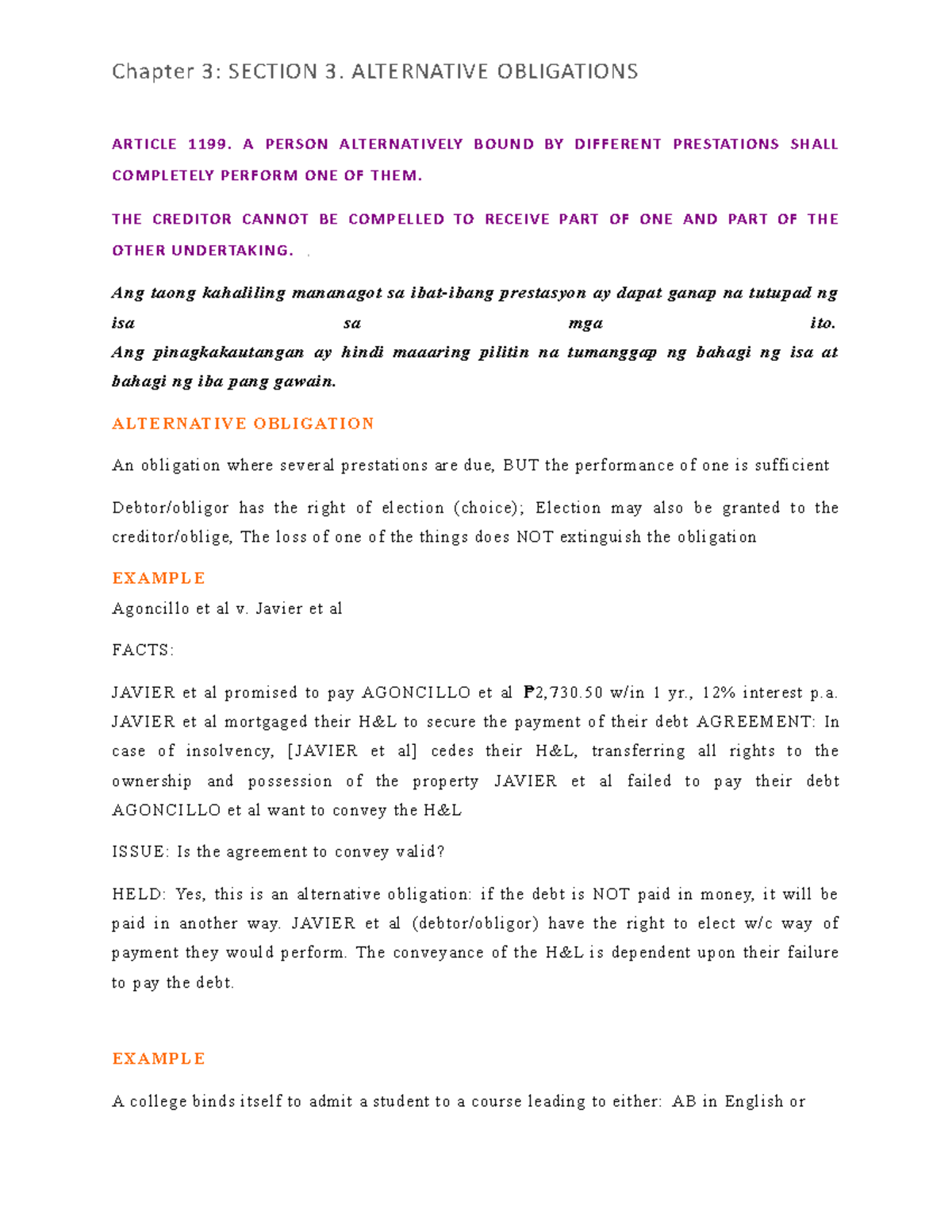 Section 3. Alternative Obligations - ARTICLE 1199. A PERSON ...