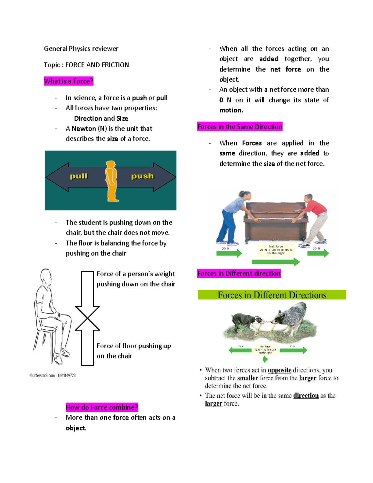 General-Physics-reviewer - General Physics reviewer Topic : FORCE AND ...