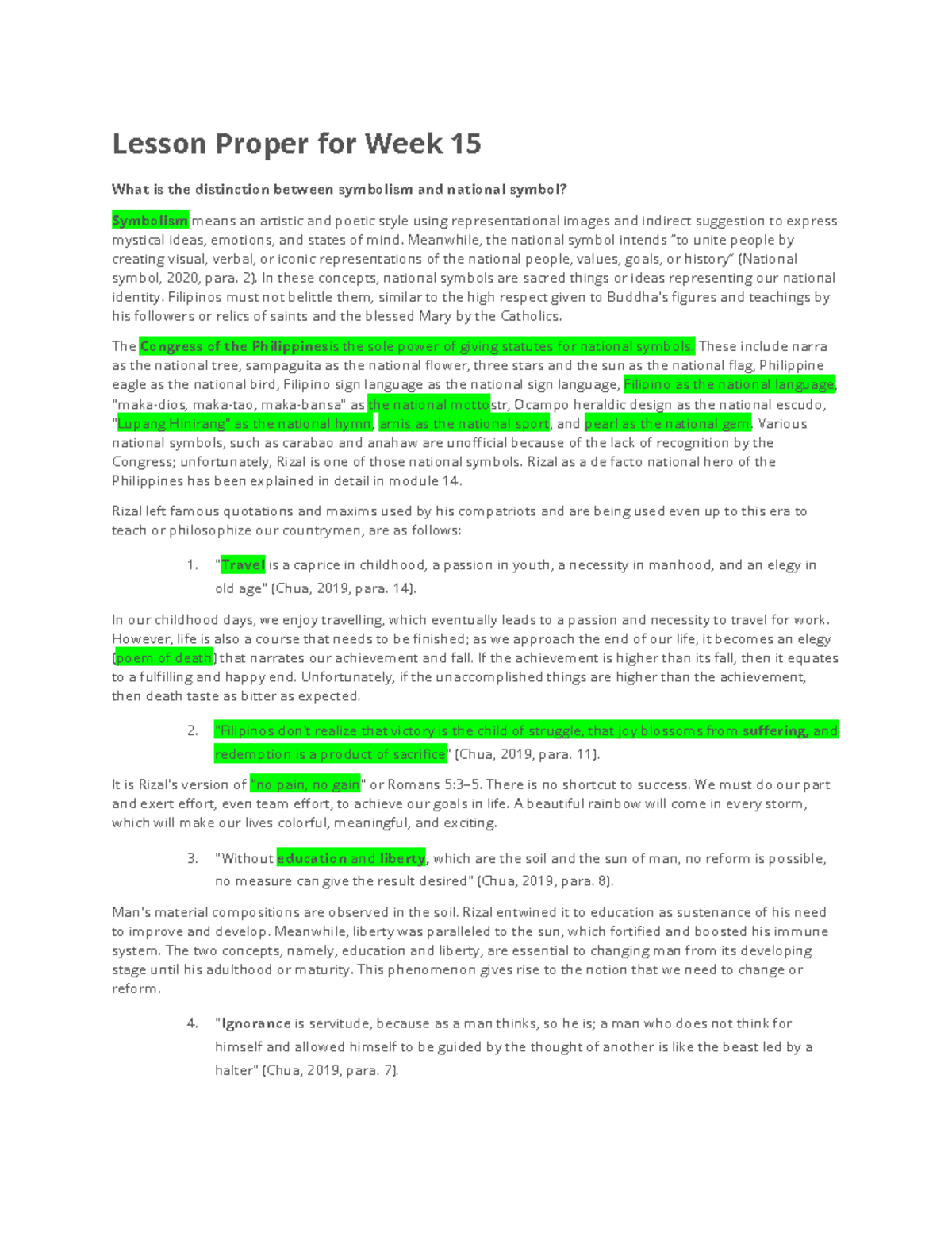 Lesson Proper for Week 15 - Meanwhile, the national symbol intends “to ...