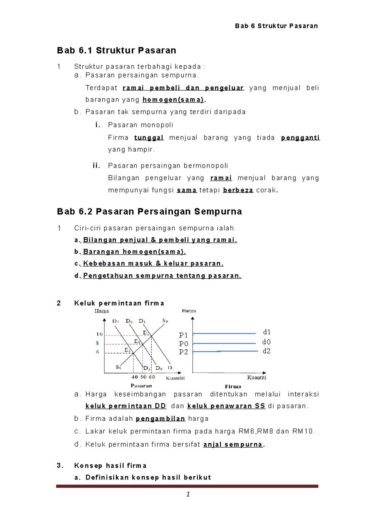 Lembaran Kerja Kuliah FULL BAB 6 - Bab 6 Struktur Pasaran 1 Struktur pasaran terbahagi kepada ...