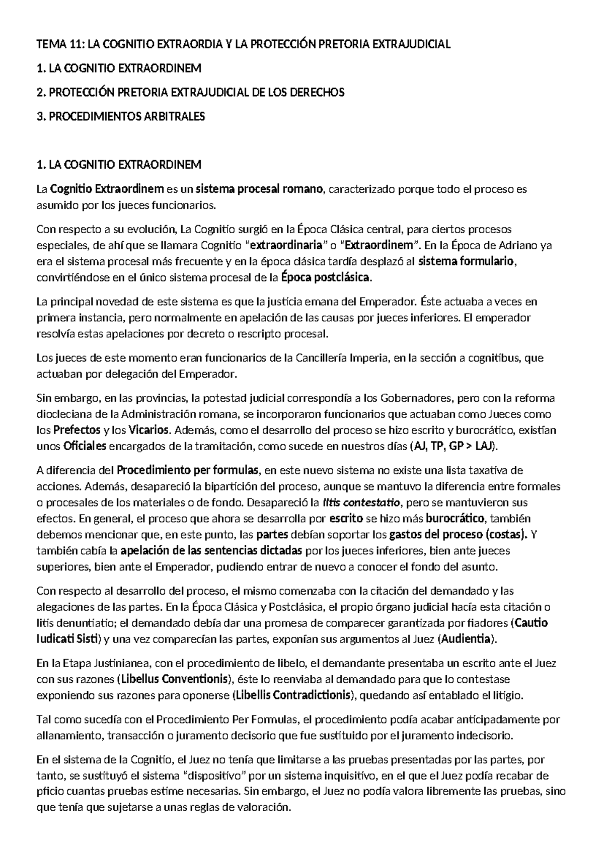 TEMA 11 Derecho Romano - ..................... - TEMA 11: LA COGNITIO ...