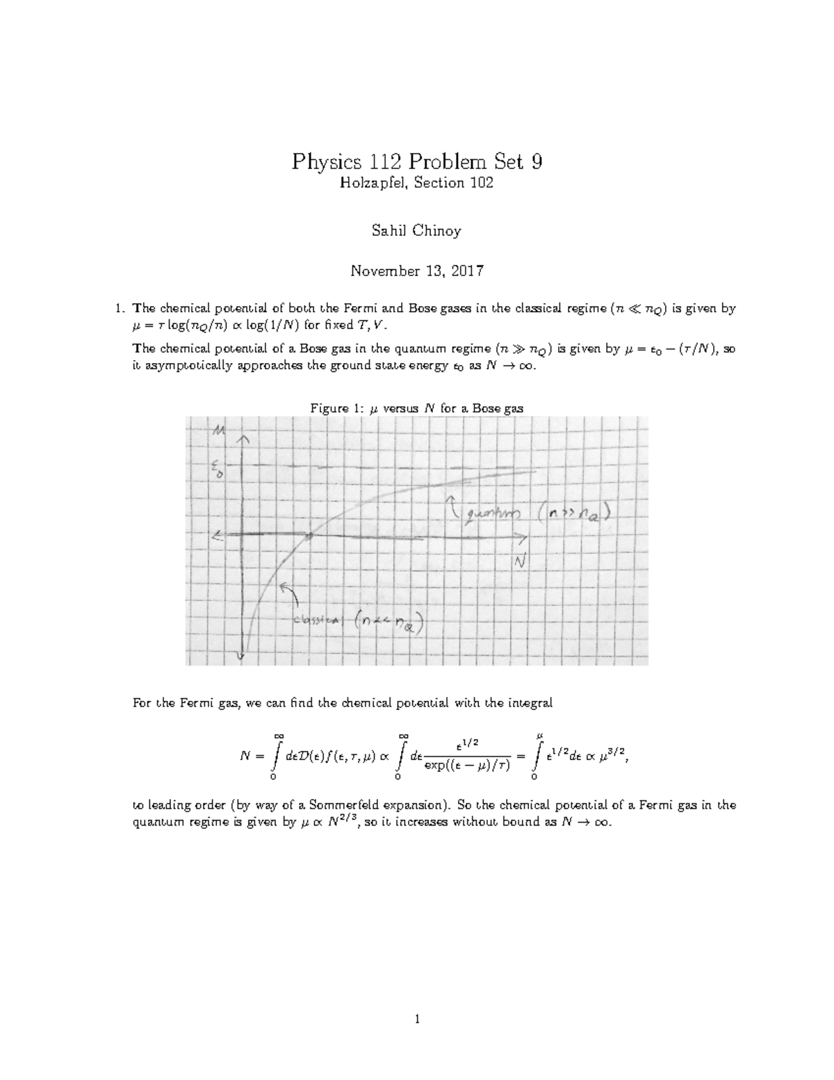 Hw9 - Hw9-Sets - Physics 112 Problem Set 9 Holzapfel, Section 102 Sahil Chinoy November 13, 2017 ...