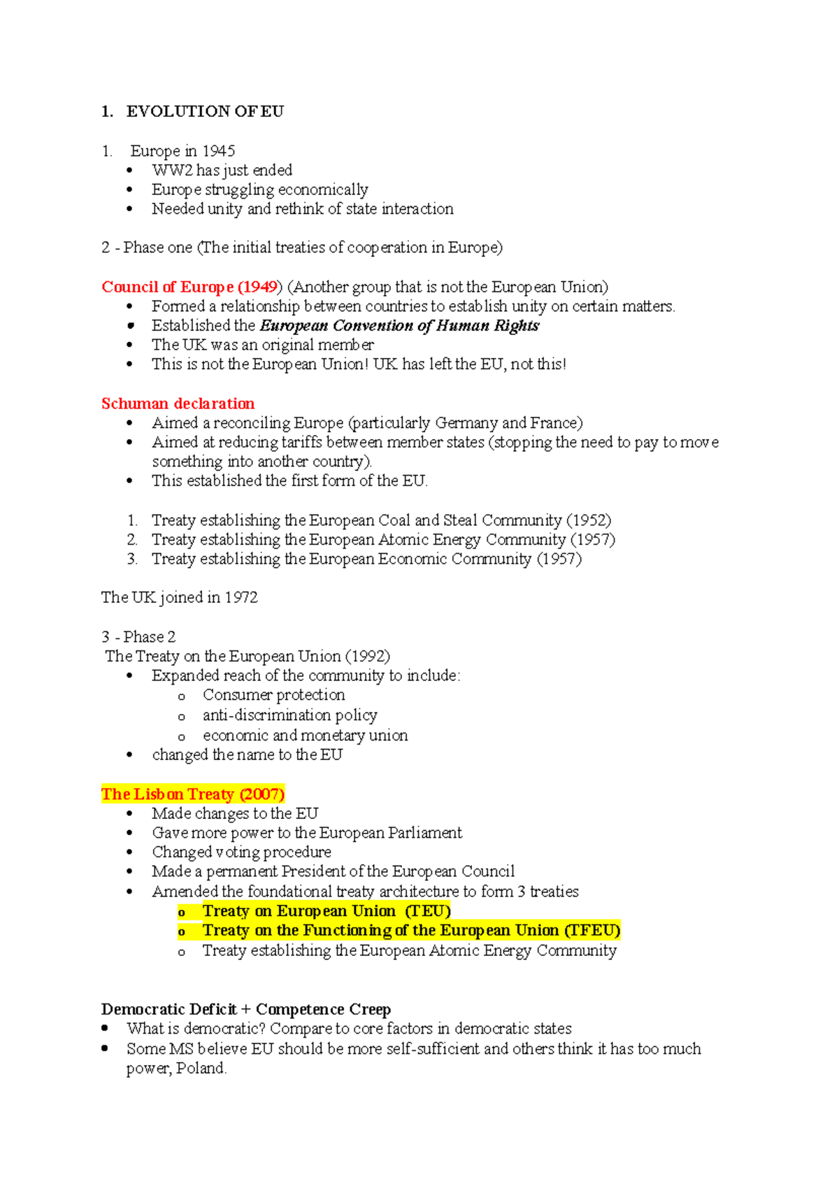 Evolution of the EU - 1. EVOLUTION OF EU 1. Europe in 1945 WW2 has just ...