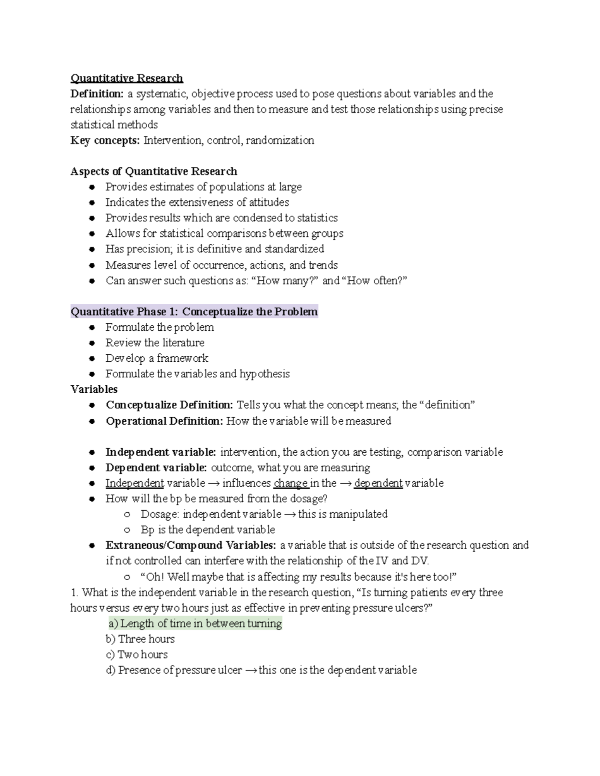 228 Quantitative Study Guide - Quantitative Research Definition: a ...