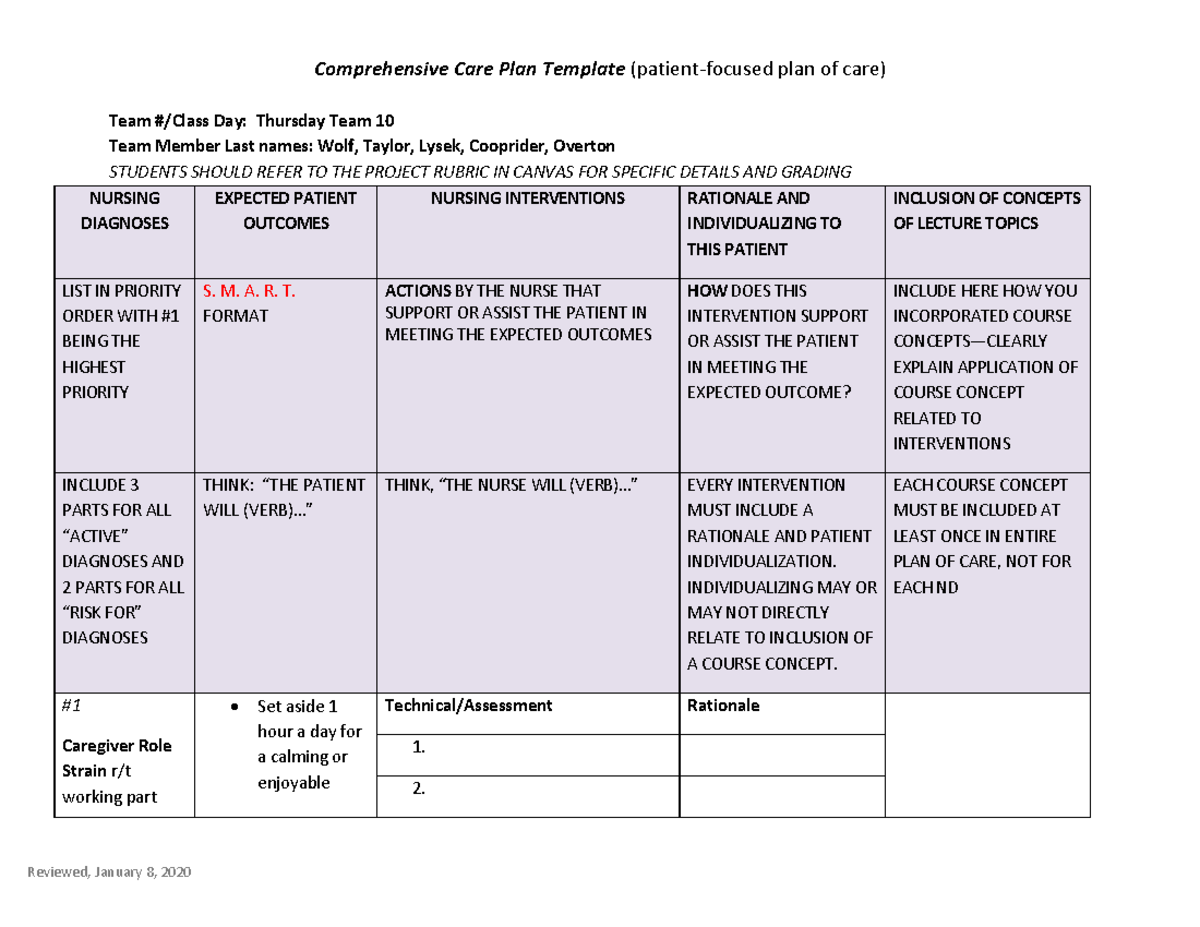 Comprehensive Care Plan Examples at Donald Pray blog