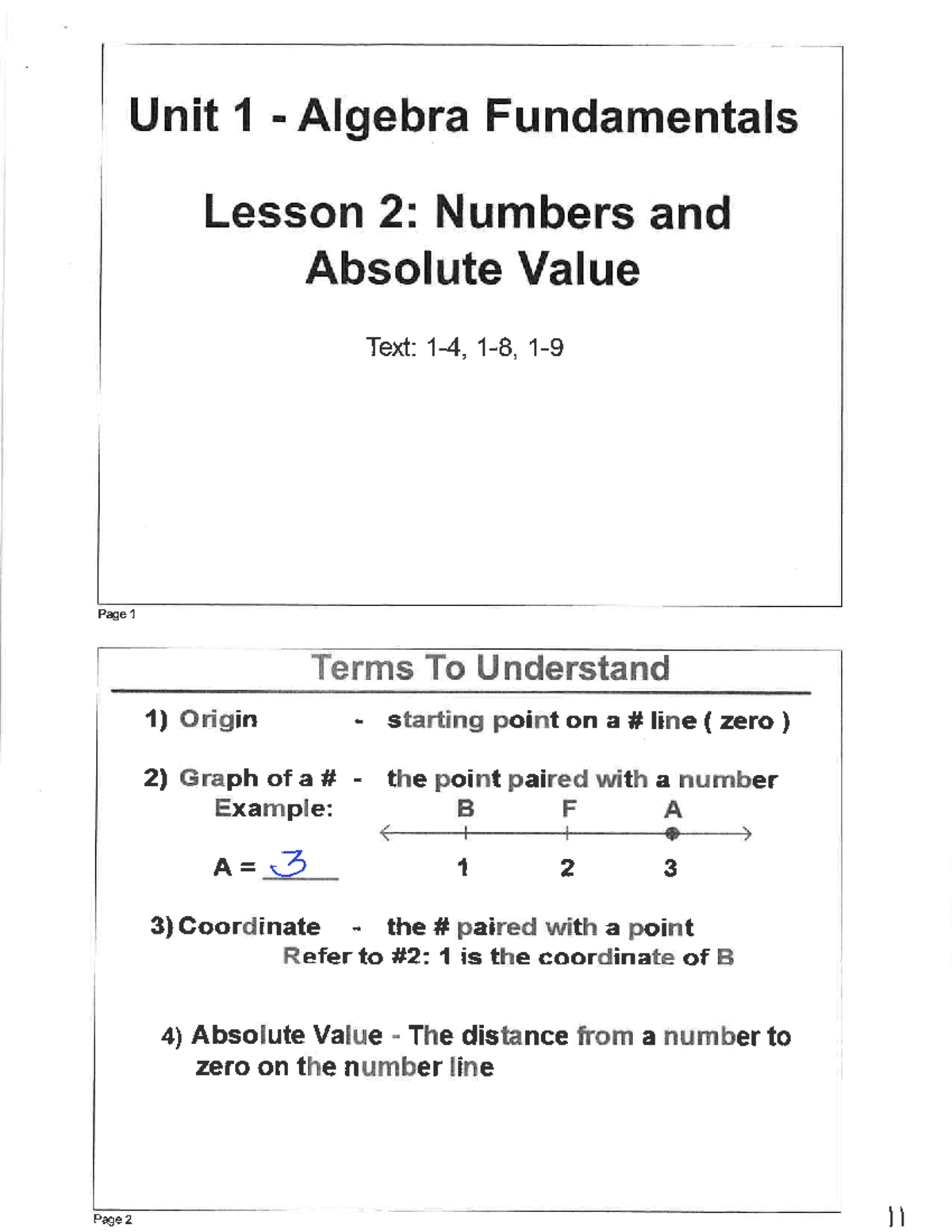 U1-L2 Numbers and Absolute Value Complete - Studocu