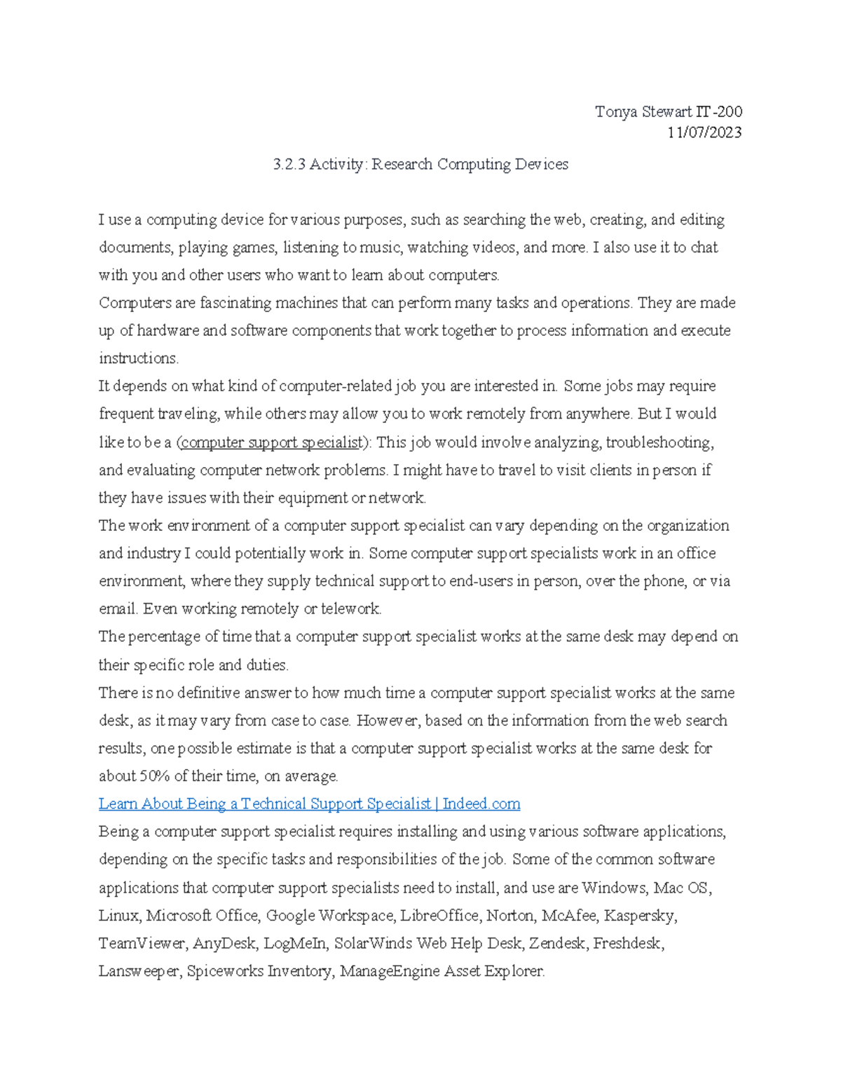 IT-200 Assignment 3 Chapter 3.2.3 Activity Research Computing Devices ...