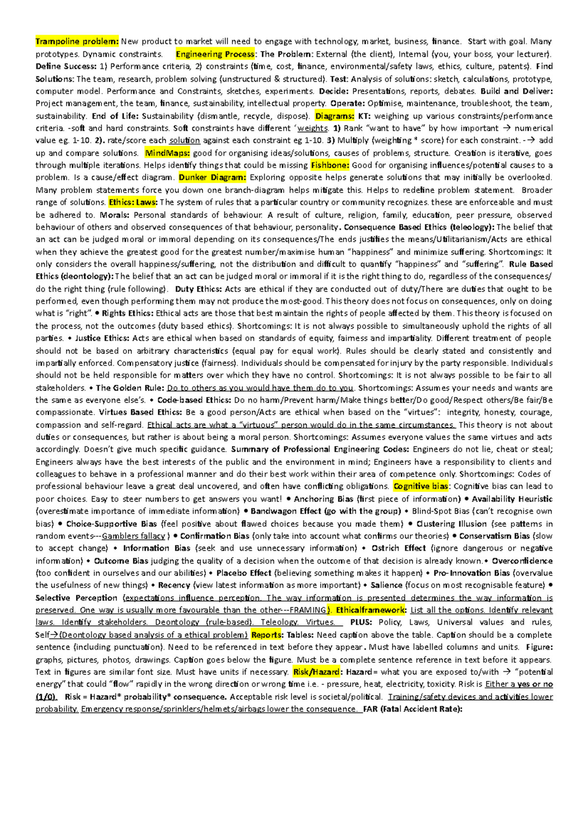 Engineering 101 - Cheat Sheet2020 - Trampoline problem: New product to ...