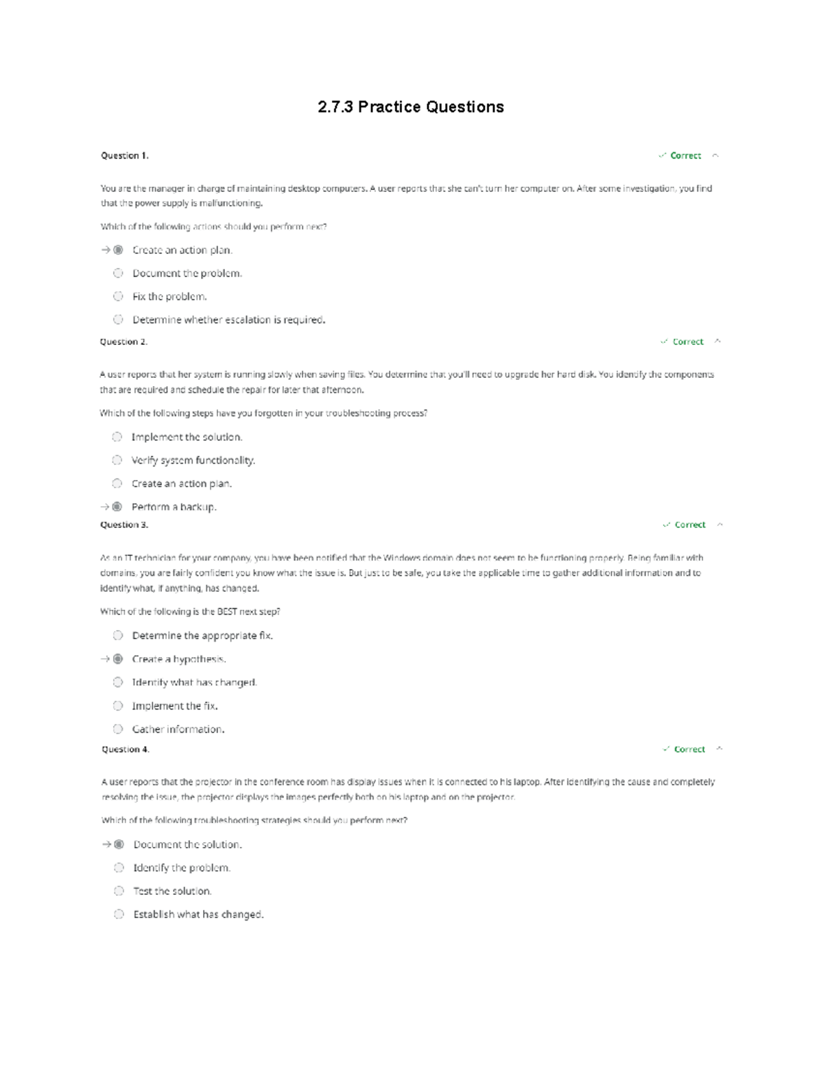 2.7.3 Practice Questions - 4-2 Quiz - IT-202 - 2.7 Practice Questions ...