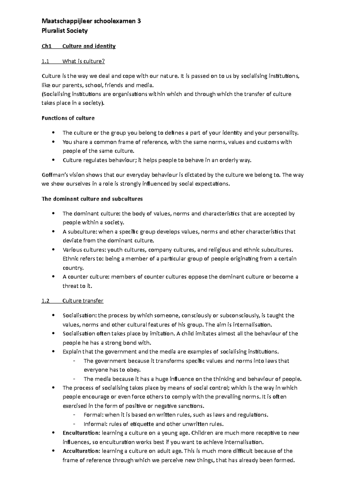 Maatschappijleer - Pluralist society - Maatschappijleer schoolexamen 3 ...