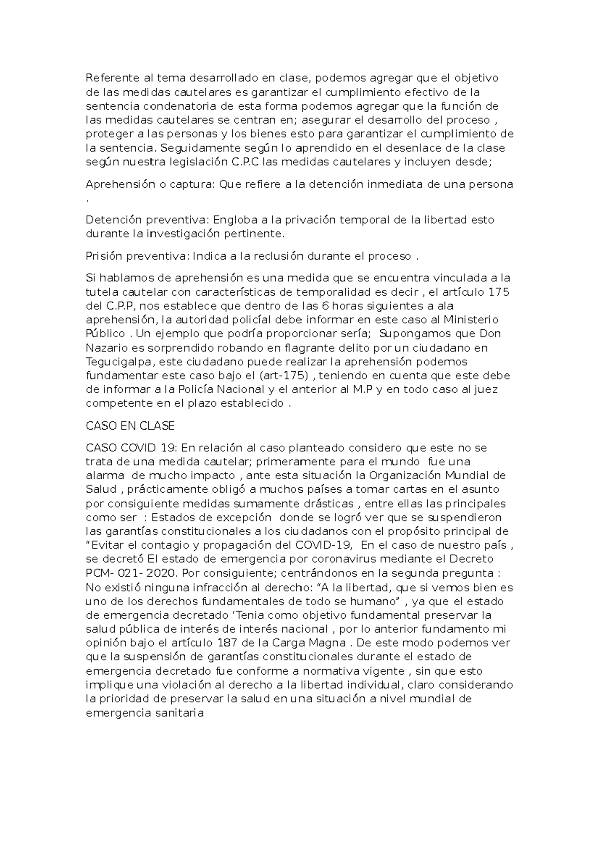 Referente al tema desarrollado en clase - Seguidamente según lo ...