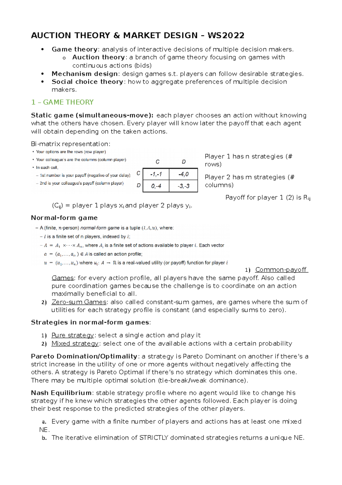 Summary - Auction Theory - AUCTION THEORY & MARKET DESIGN – WS Game ...