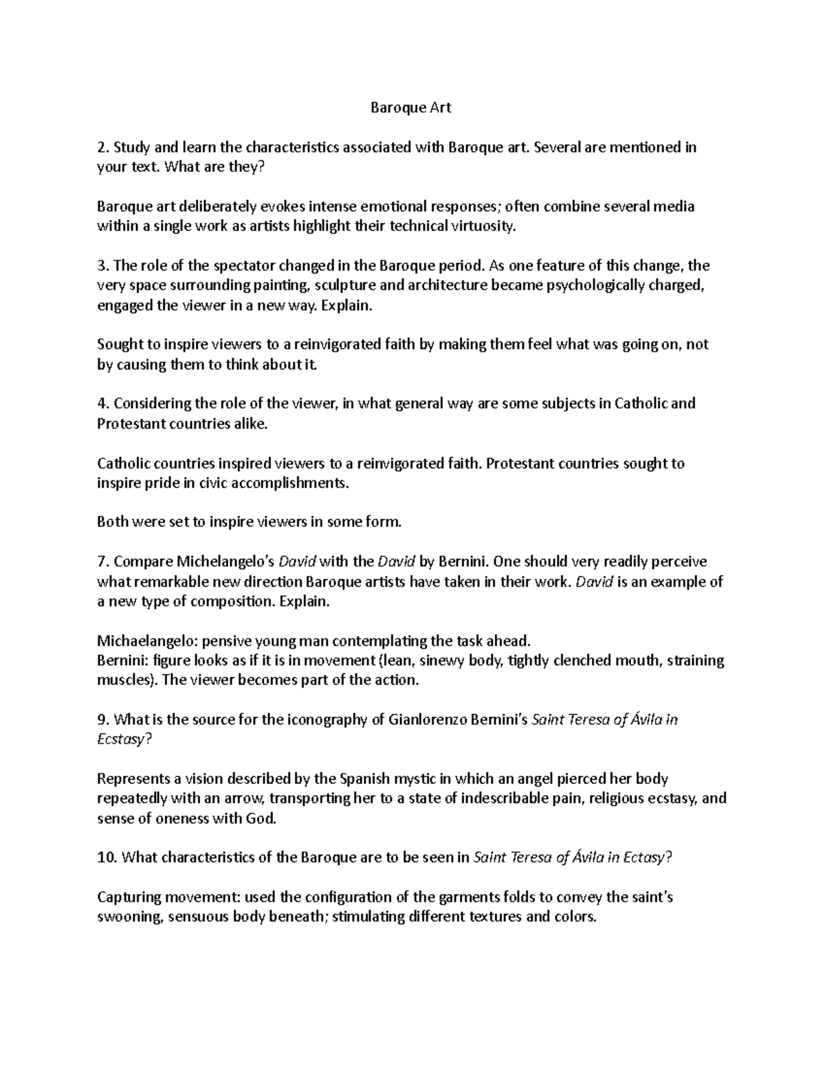 Arth final study guide - Baroque Art 2. Study and learn the ...