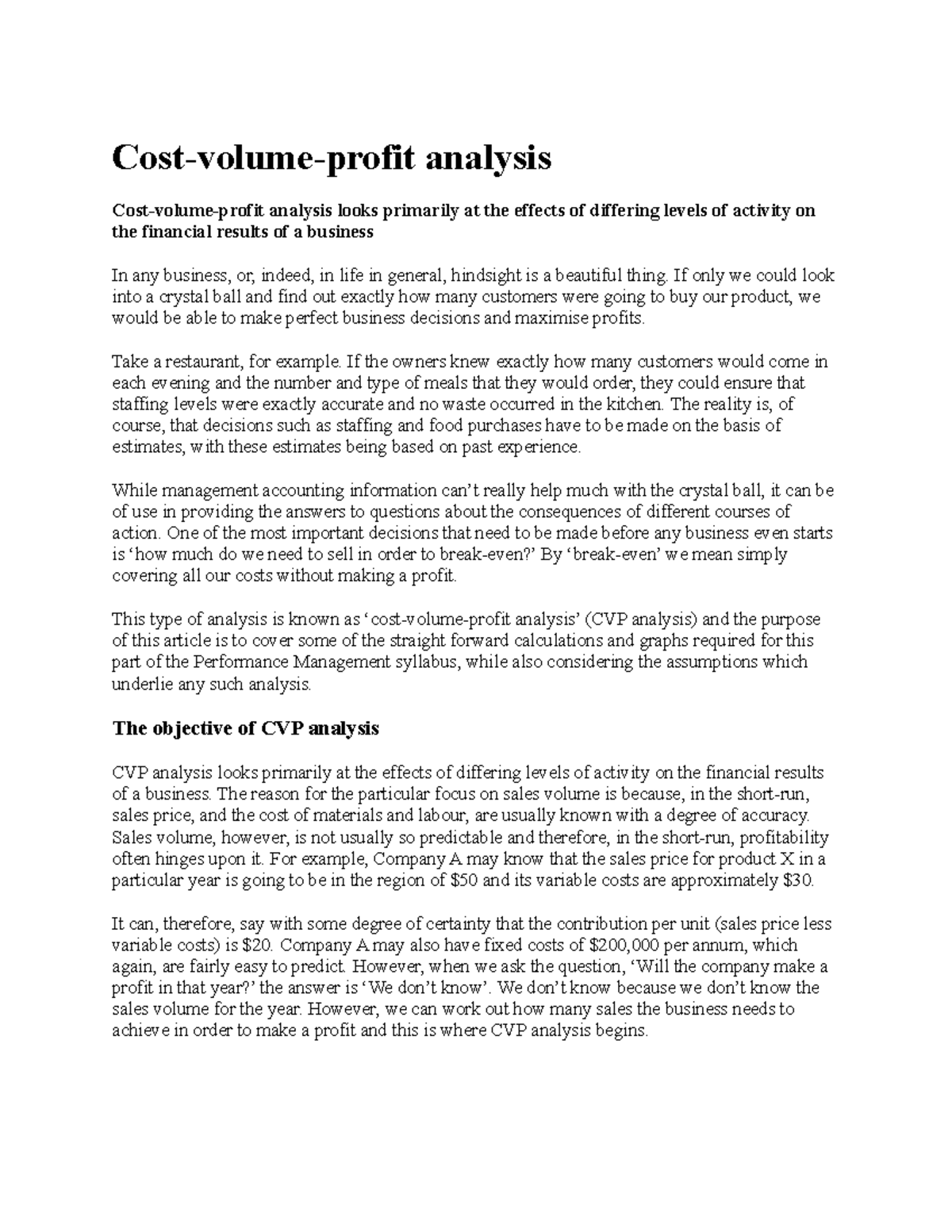 CVP ACCA Study Cost volume profit Analysis Cost volume profit cvp-acca-study-cost-volume-profit-analysis-cost-volume-profit