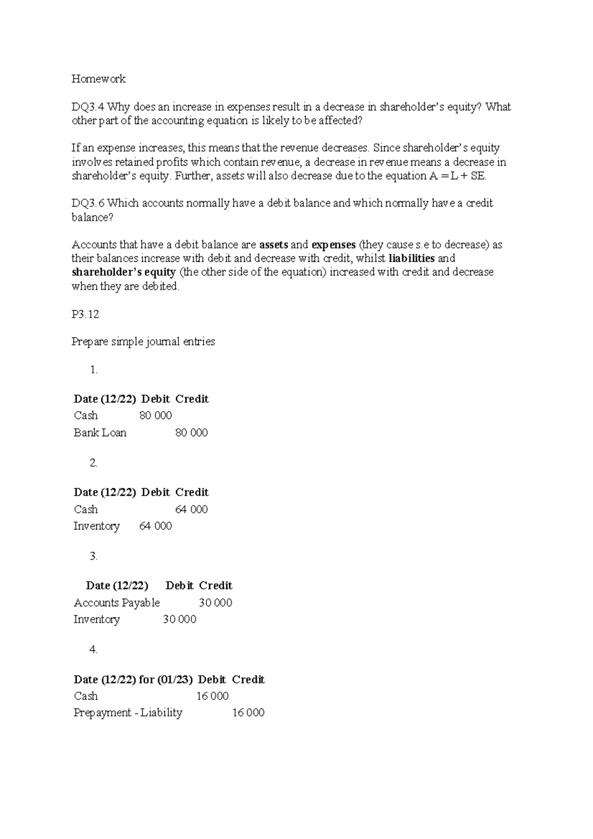 Tutorial Questions Week 3 - Homework DQ3 Why does an increase in expenses result in a decrease ...