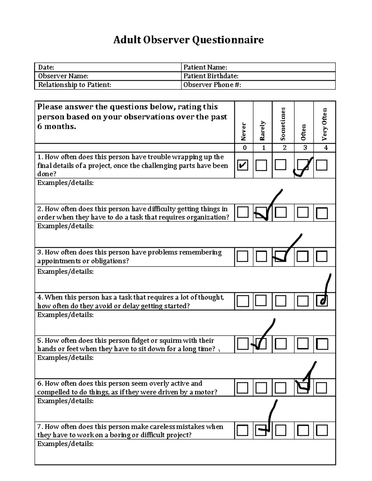 (2) Adult ADHD Peer Observer Questionnaire - Adult Observer ...