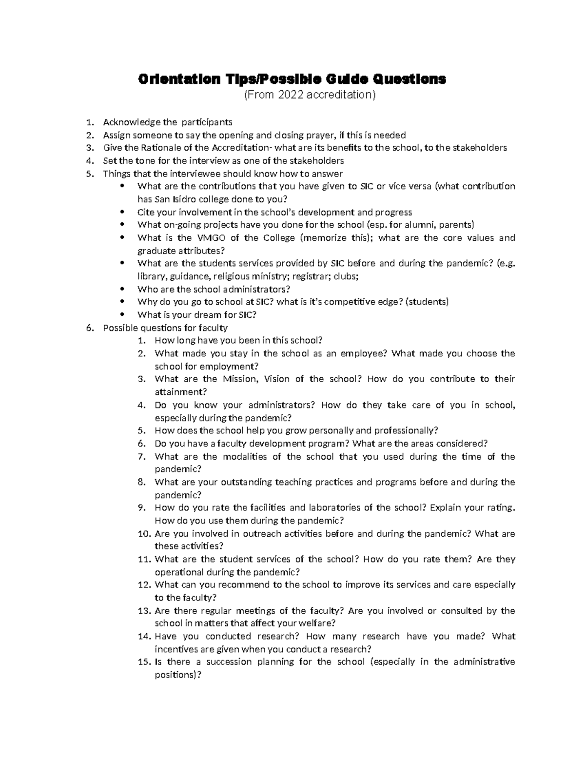 Orientation-Tips - Educational purposes - Orientation Tips/Possible ...