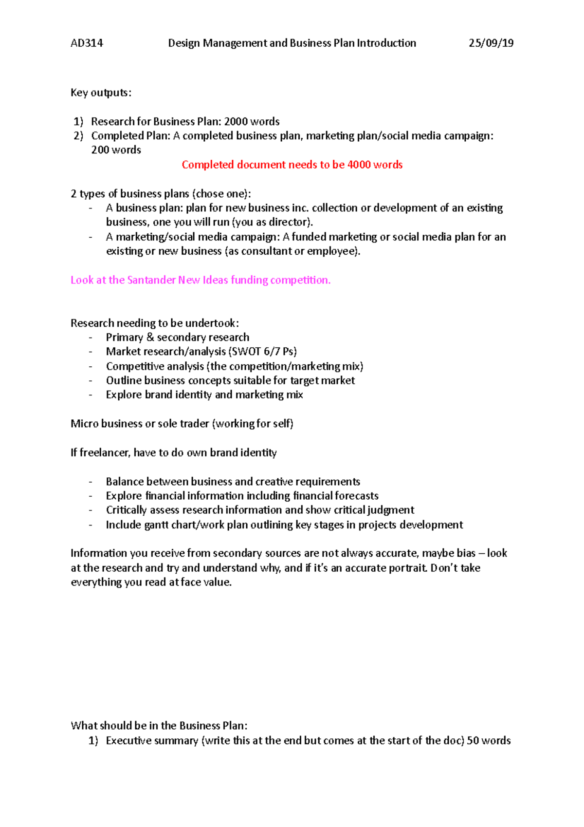 25:09:2019 Inital business plan - AD314 Design Management and Business ...