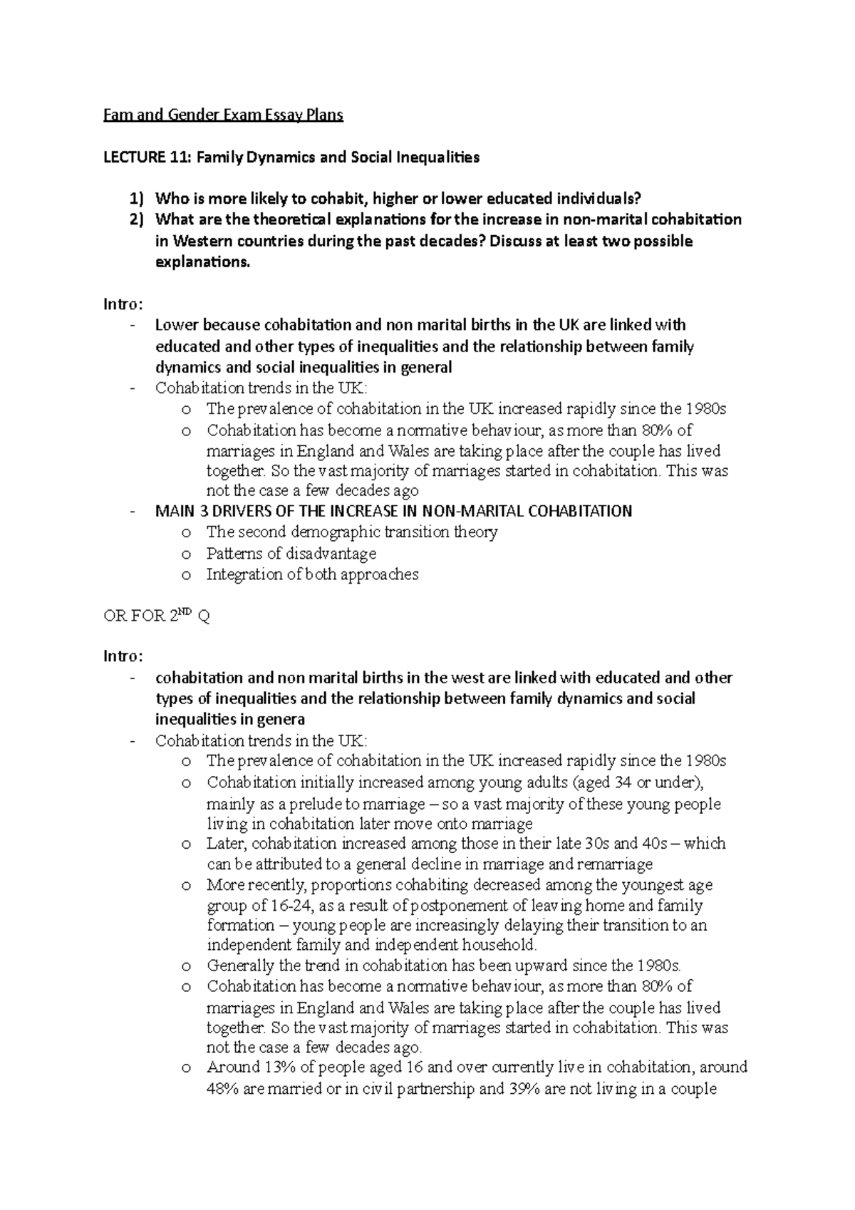 Fam and gender exam essay plans - Fam and Gender Exam Essay Plans ...