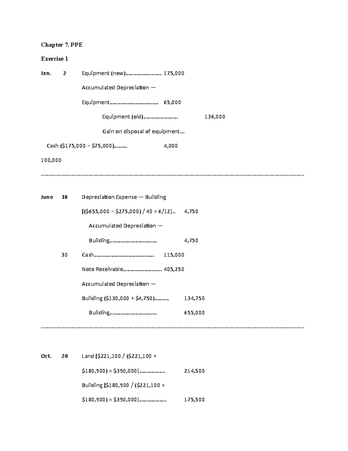 Final Tutorial Answer - Chapter 7. PPE Exercise 1 Jan. 2 Equipment (new