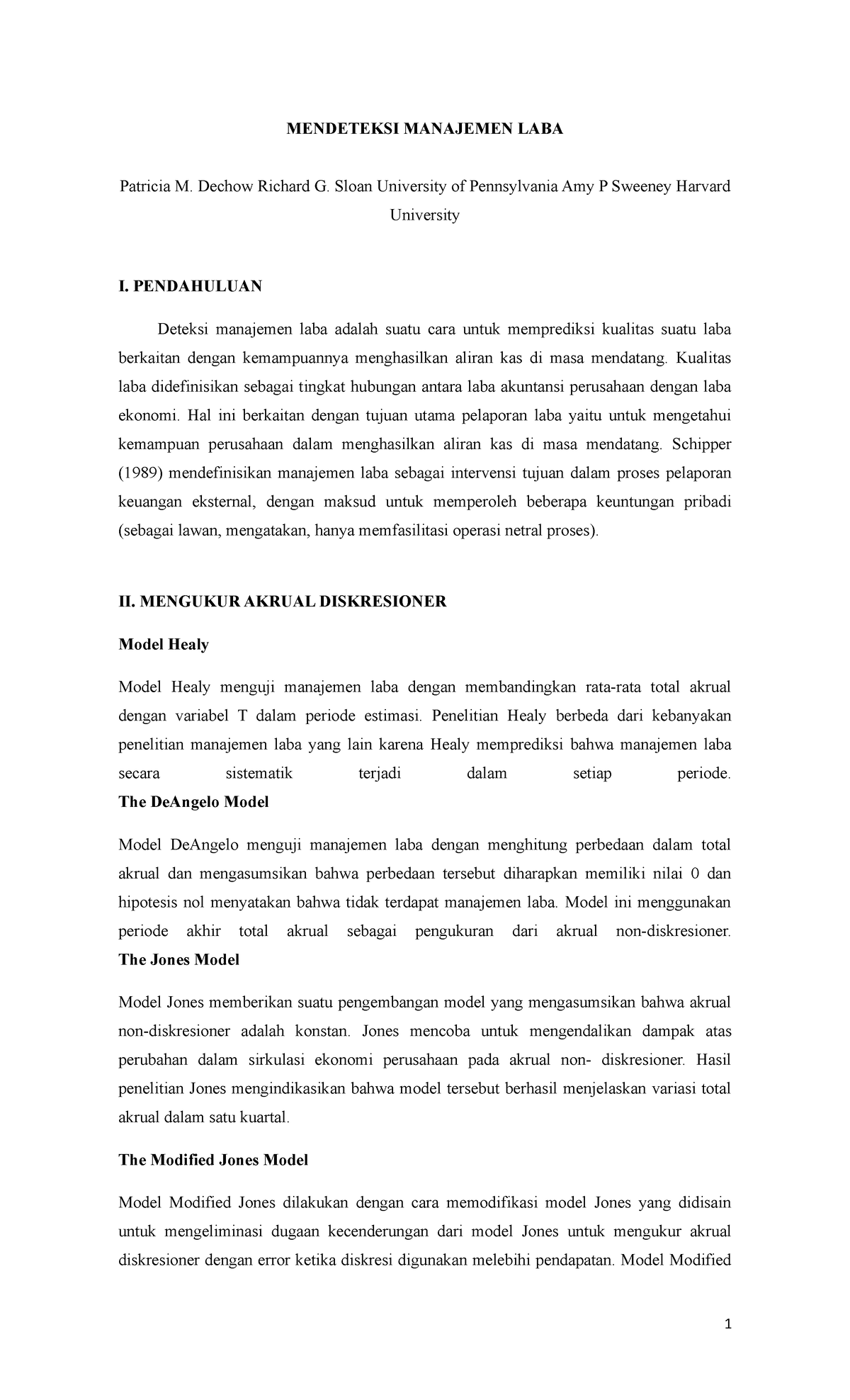 113887091 Tugas terjemahan dechow - MENDETEKSI MANAJEMEN LABA Patricia ...