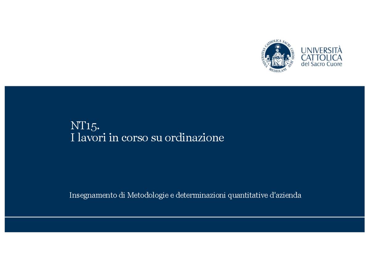 2021 NT15 S I lavori in corso su ordinazione - NT15. I lavori in corso ...