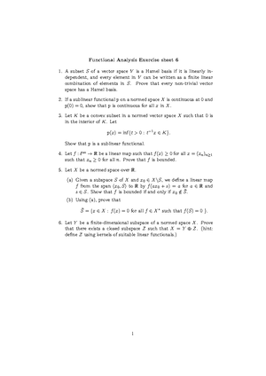 Mathm 6202 2015-2016 Problem Sheet 9 - Solutions - Functional Analysis Exercise sheet 9 1. Since ...