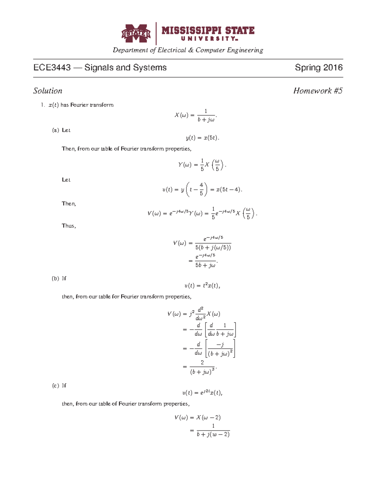 Homework 5 solutions - Signals and Systems - Department of Electrical ...