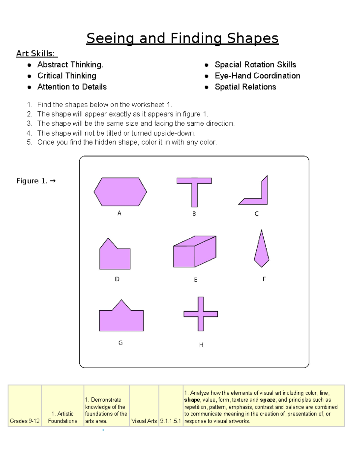 4 - nursing - Seeing and Finding Shapes Art Skills: Abstract Thinking ...