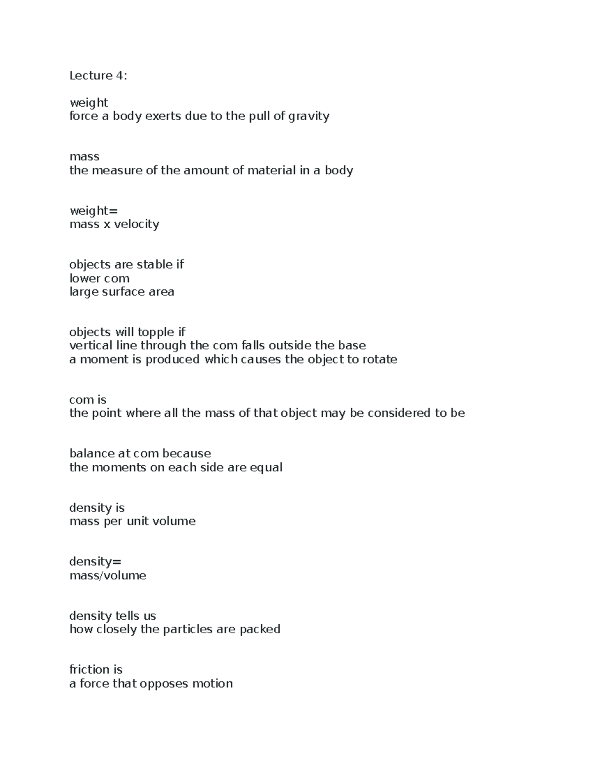 General Physics PHY 2048C Lecture 4 - Lecture 4: weight force a body exerts due to the pull of ...