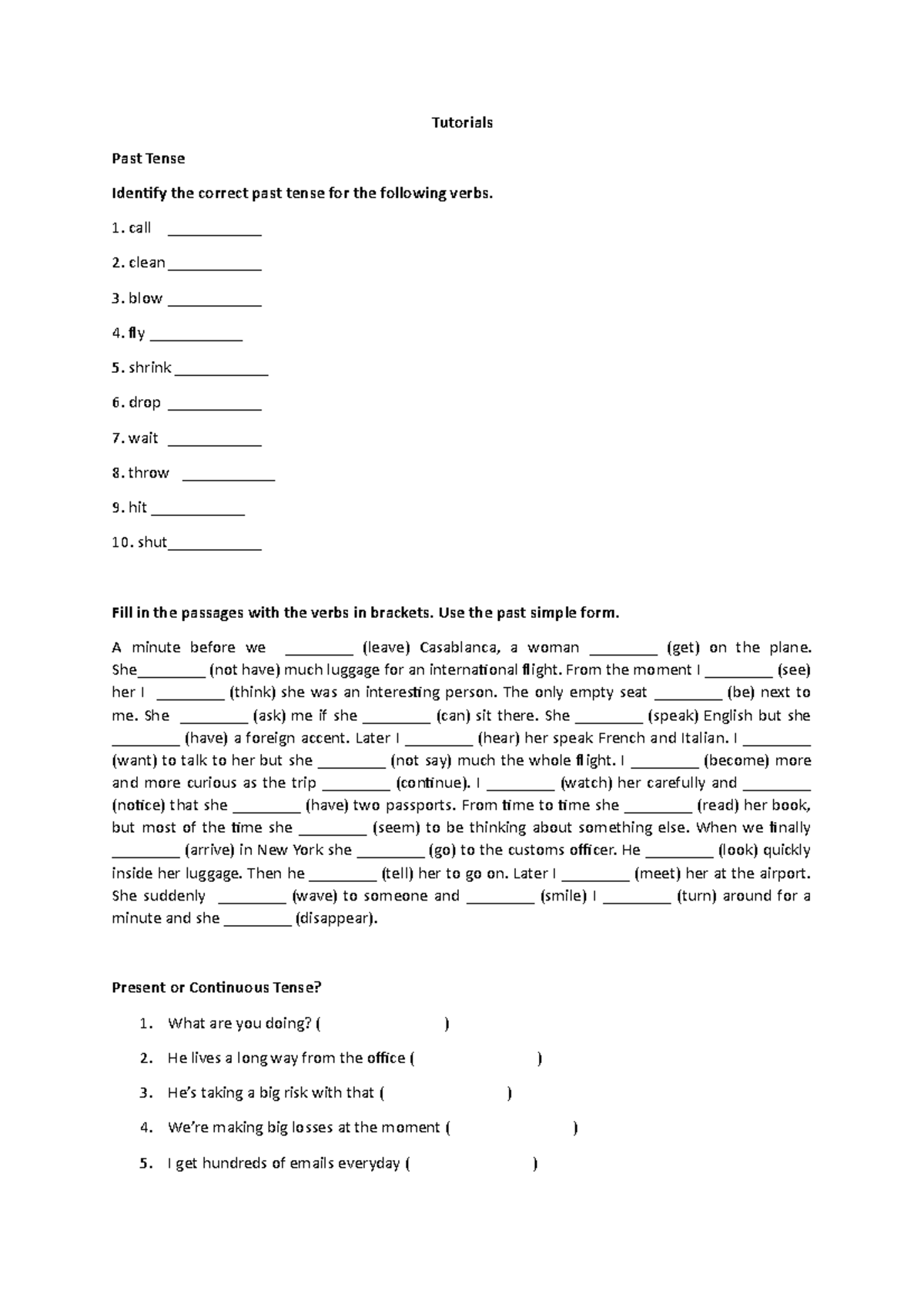 Tutorials on Tenses - example of answering - Tutorials Past Tense ...