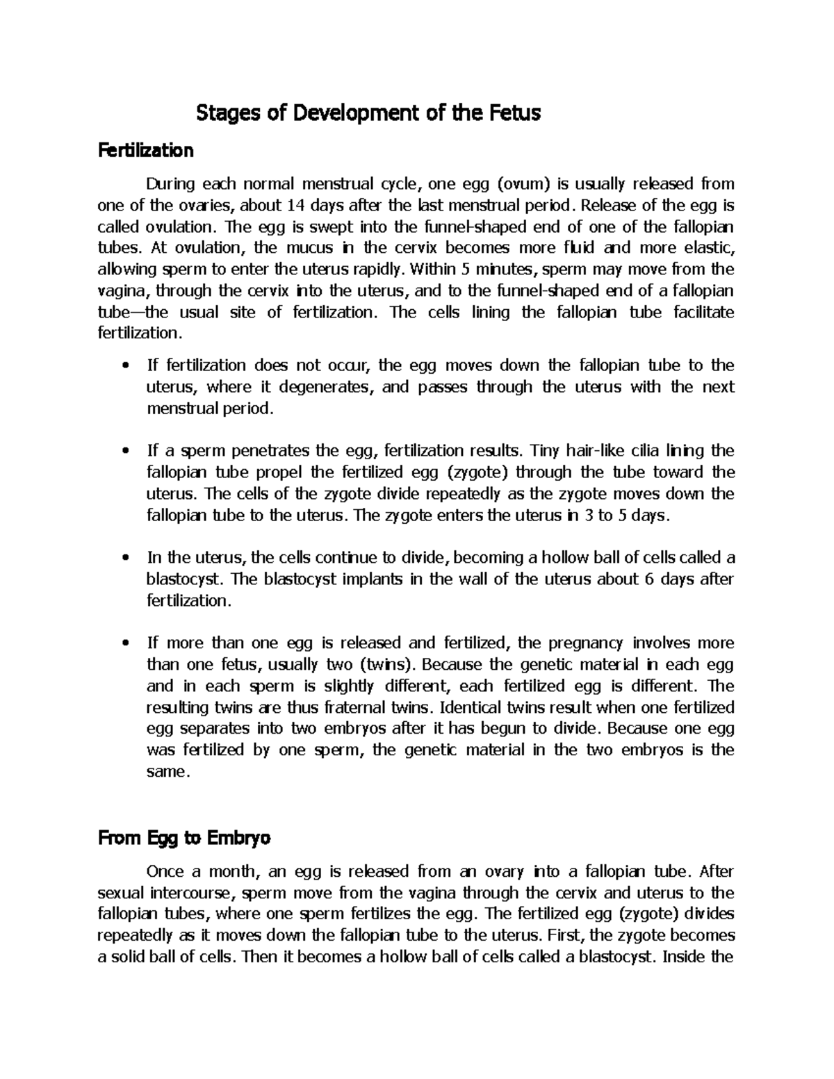 Stages of Development of the Fetus- Pregnancy (Signs and Symptoms ...